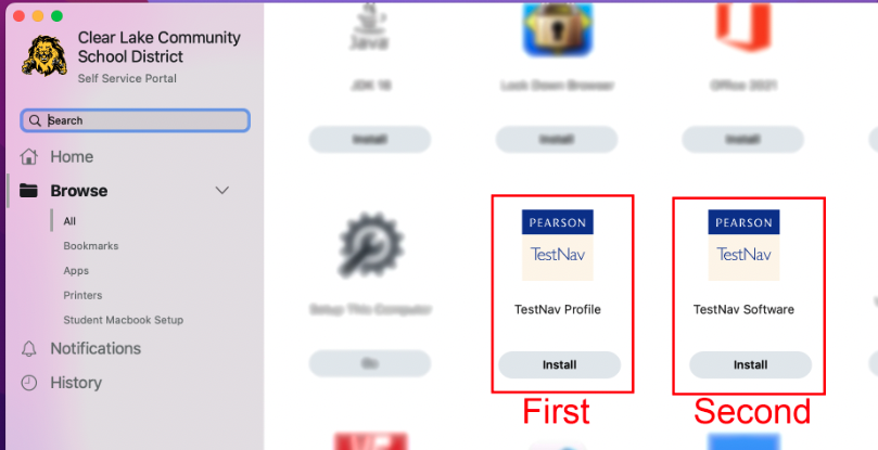 Install TestNav Using Self Service – Clear Lake CSD